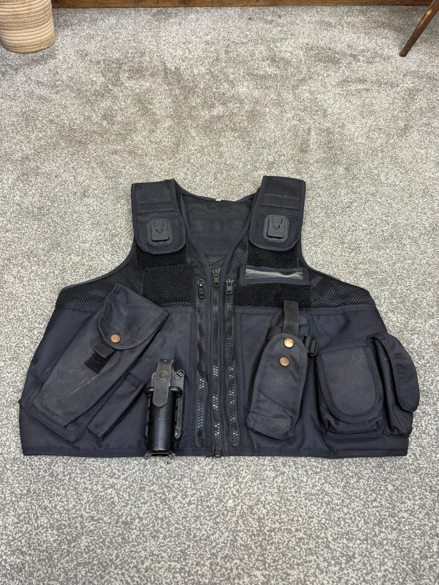 Ex Police Black Arktis Tactical Utility Vest & Pouches Security Airsof ...