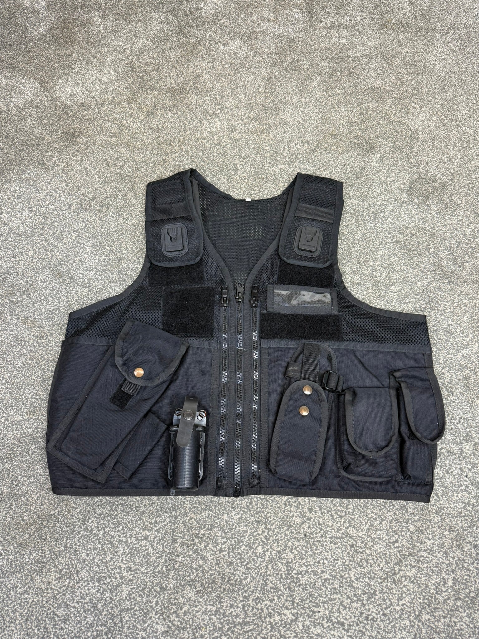 Ex Police Arktis Black Tactical Utility Vest & Pouches Security Airsof ...