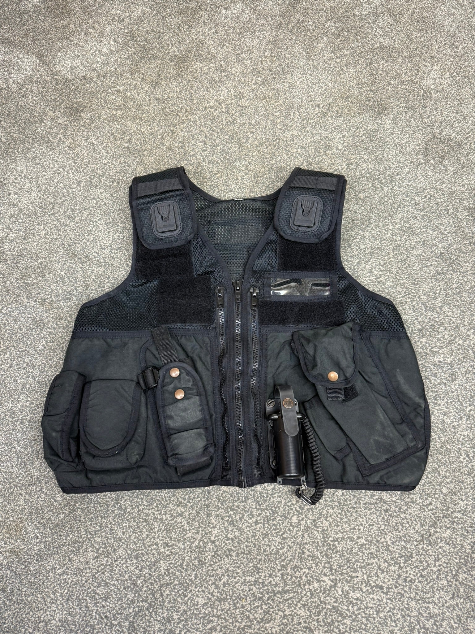 Ex Police Arktis Black Tactical Utility Vest & Pouches Security Airsof ...