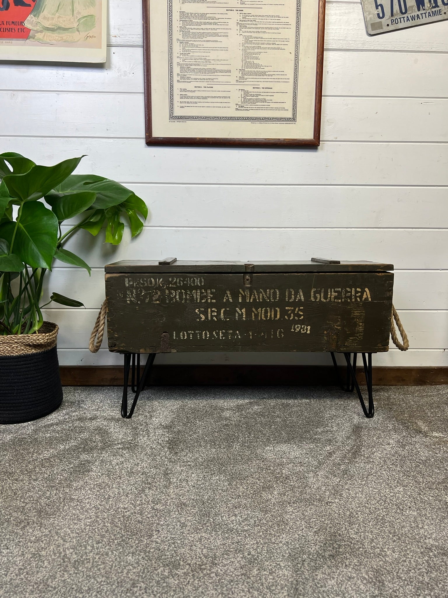 Vintage Rustic Wooden Box Table Reclaimed 1981 Chest Side Table Indust ...