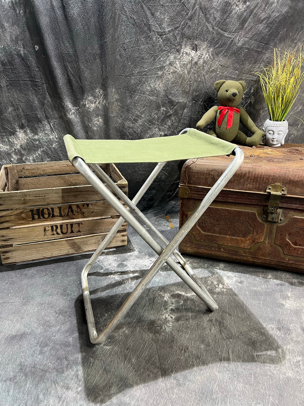 British Army Folding Canvas Stool Military Heavy Duty Aluminium Campin ...