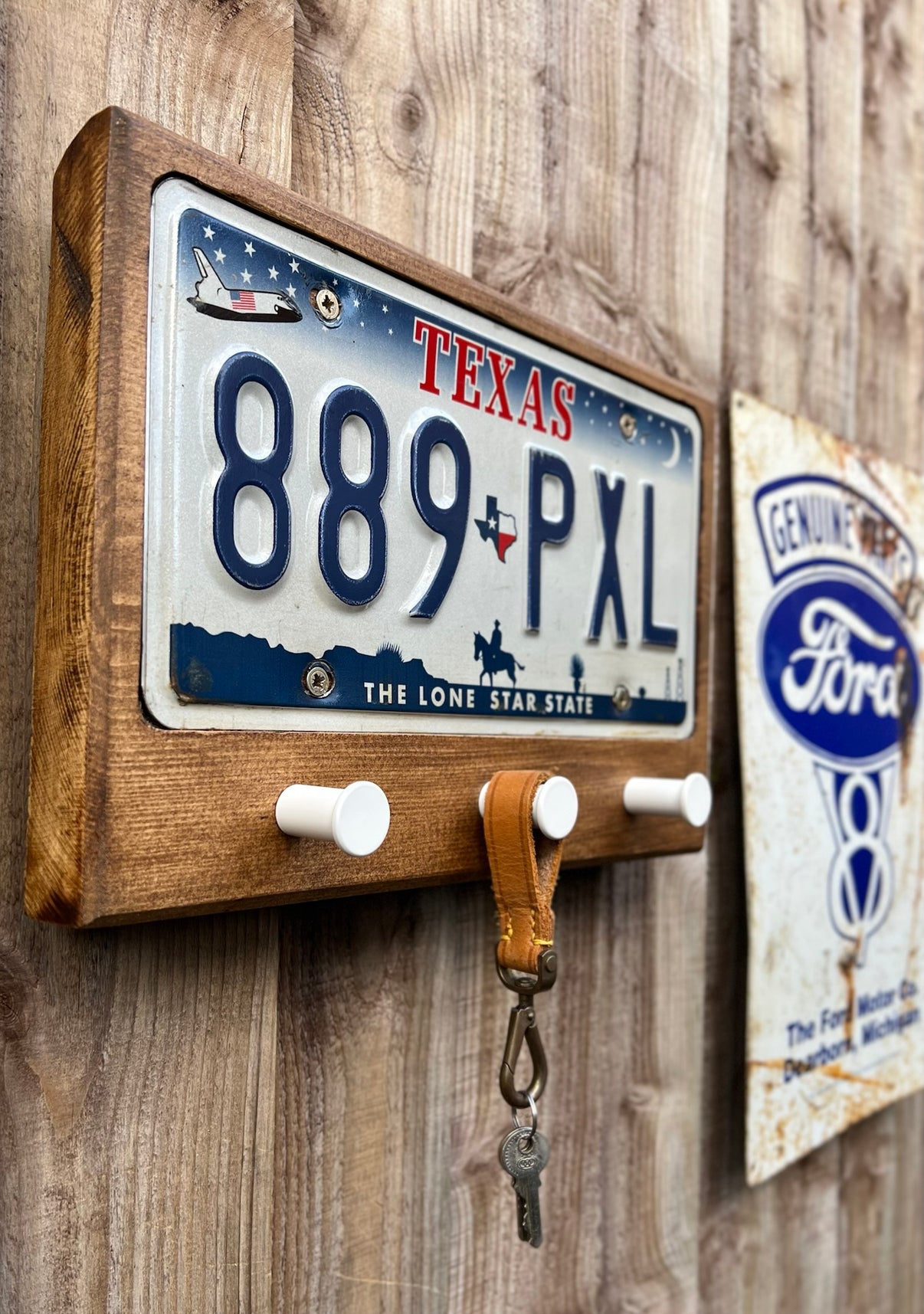 Wooden Texas License Plate Key Holder USA Key Coat Hook Rustic Retro D ...