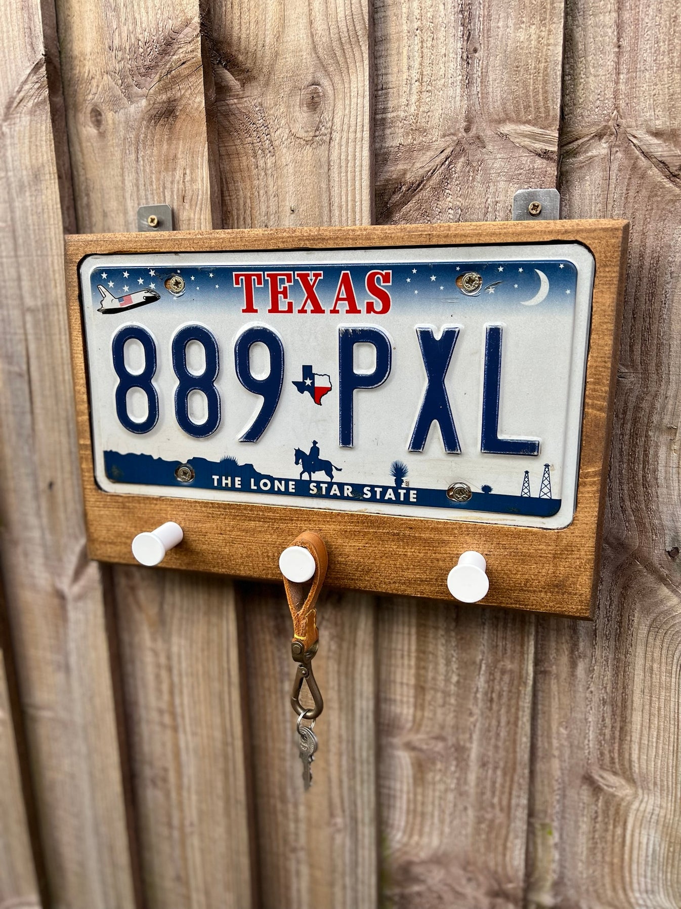 Wooden Texas License Plate Key Holder USA Key Coat Hook Rustic Retro D ...
