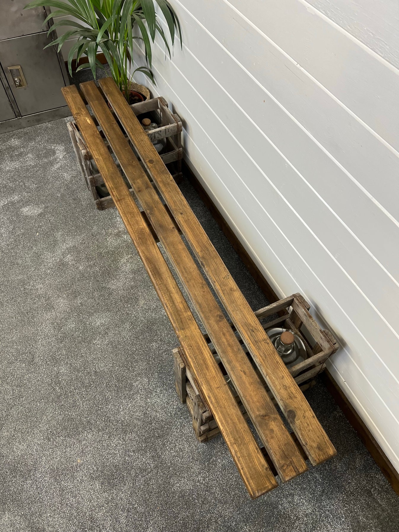 Rustic Industrial Bench Top Wooden Trestle Bench Patio Farmhouse Dinin ...