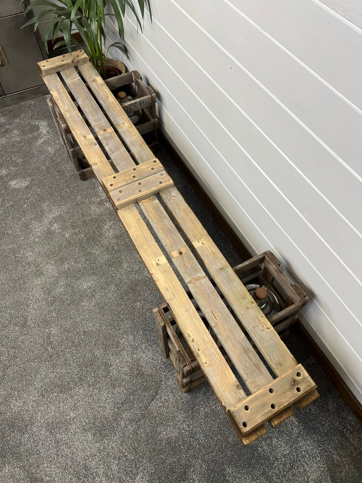 Rustic Industrial Bench Top Wooden Trestle Bench Patio Farmhouse Dinin ...