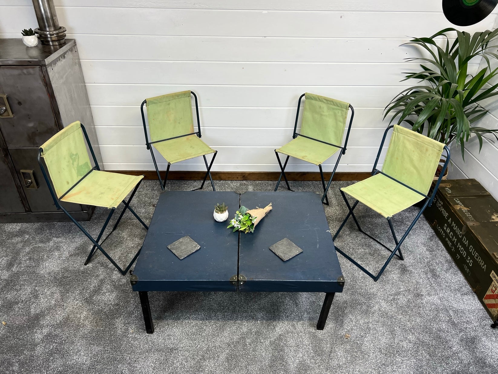 Vintage Retro Cased Dartmouth Picnic Outfit Set Folding Table & Chairs ...