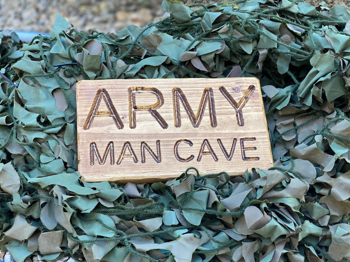 Army Man Cave Rustic Wooden Sign Handmade Beer Garden Decor – Rust Hut